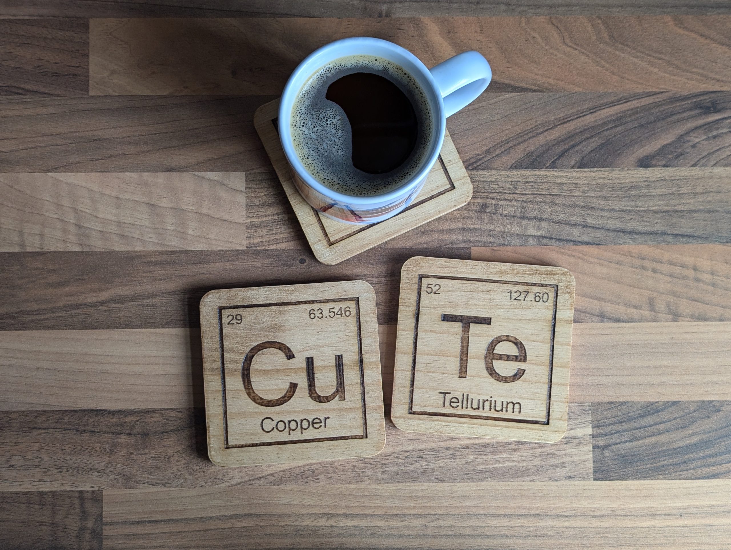 Periodic Table Elements “Cute” Solid Wood Coaster Set – SRB Designs